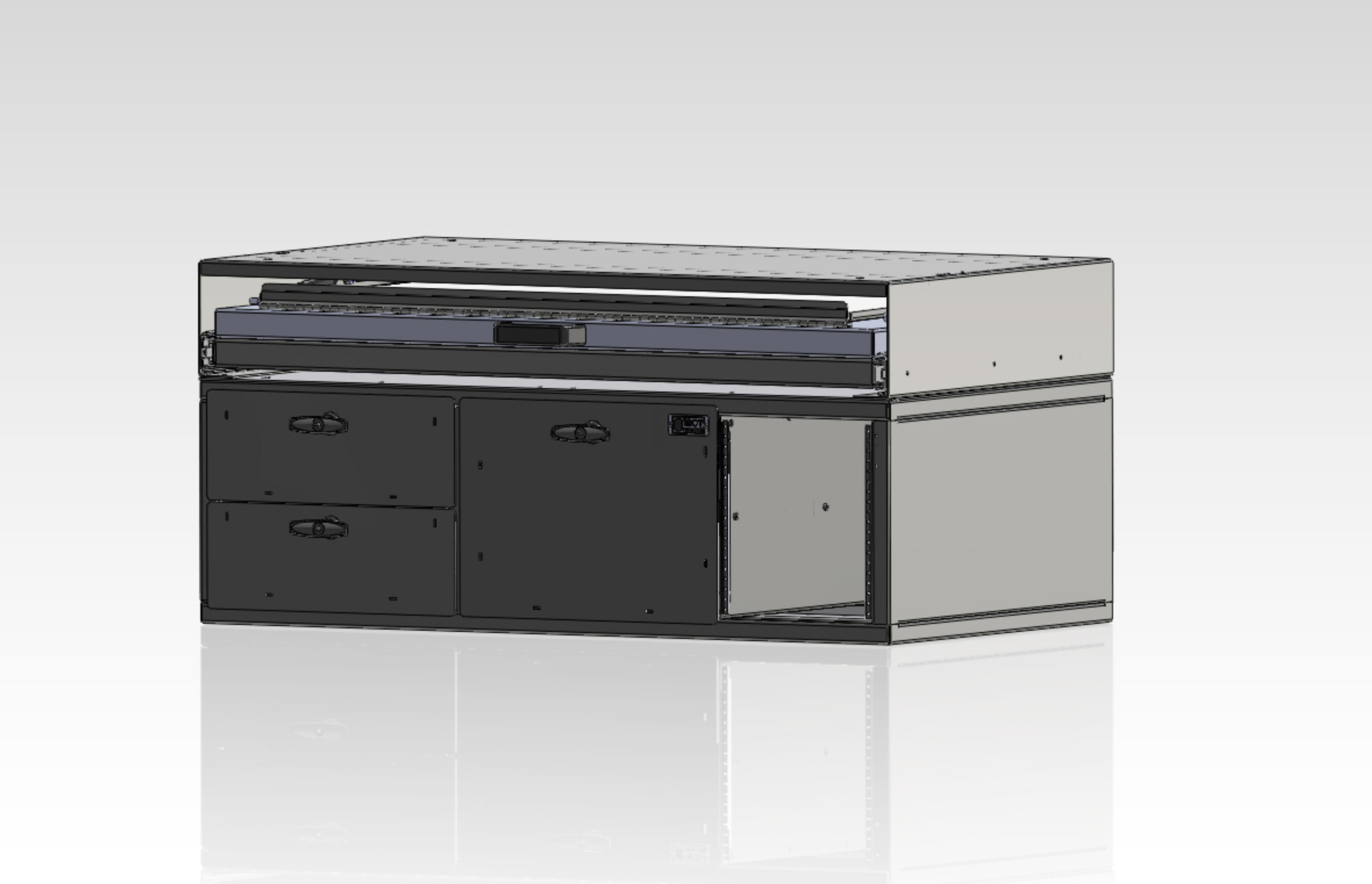 Command Post, 39" W x 22" L x 17" H Three Drawer Module with Whiteboard ...