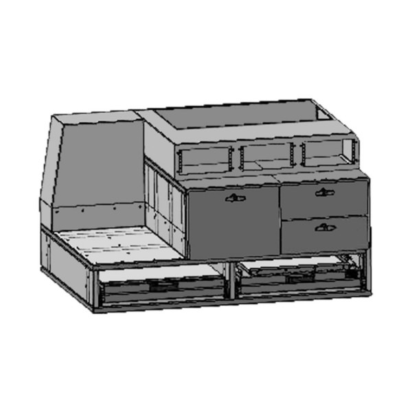 Command Post, 46" W x 36" L x 25" H, One (1) File Drawer, Two (2) Equal ...